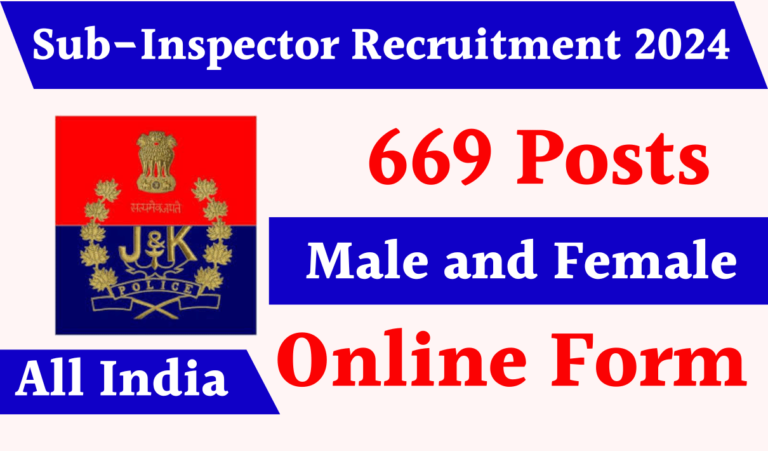 JK Police SI Recruitment 2025 Notification OUT | Apply Online 669 Posts