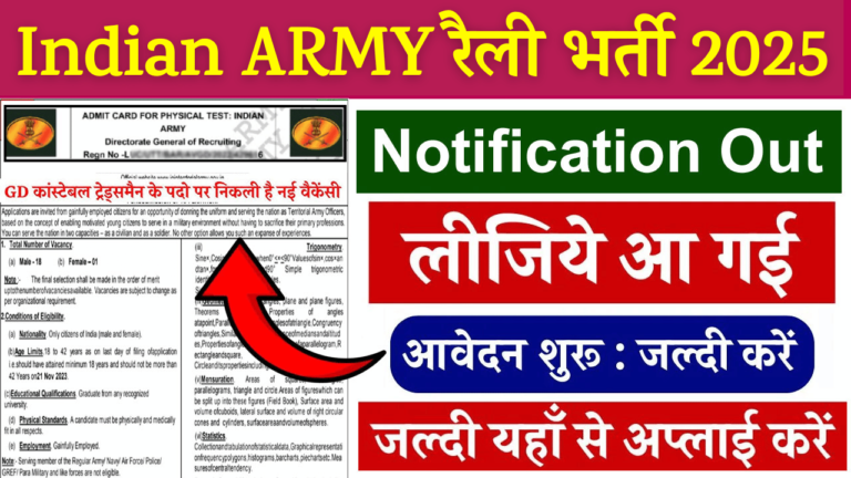 Indian Army Recruitment 2025 Notification and Application Form