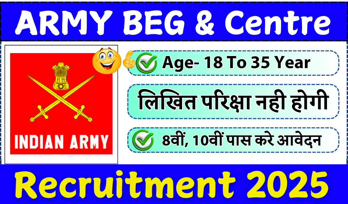 ARMY BEG Centre Recruitment 2025 » GD/ Tech/ Clerk Posts Notification ...