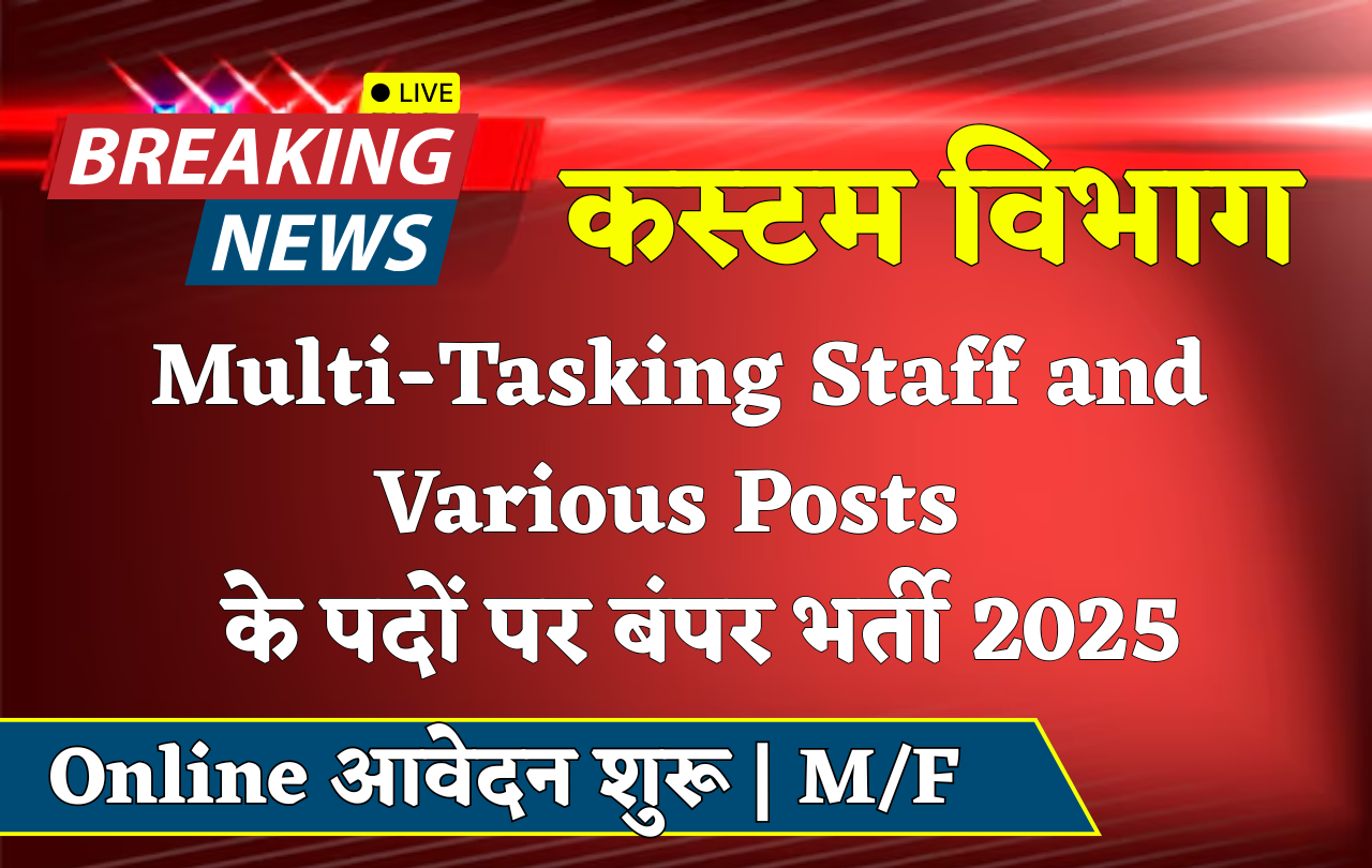 Customs MTS Recruitment 2025 » 25+ Post Notification Out For Multi ...