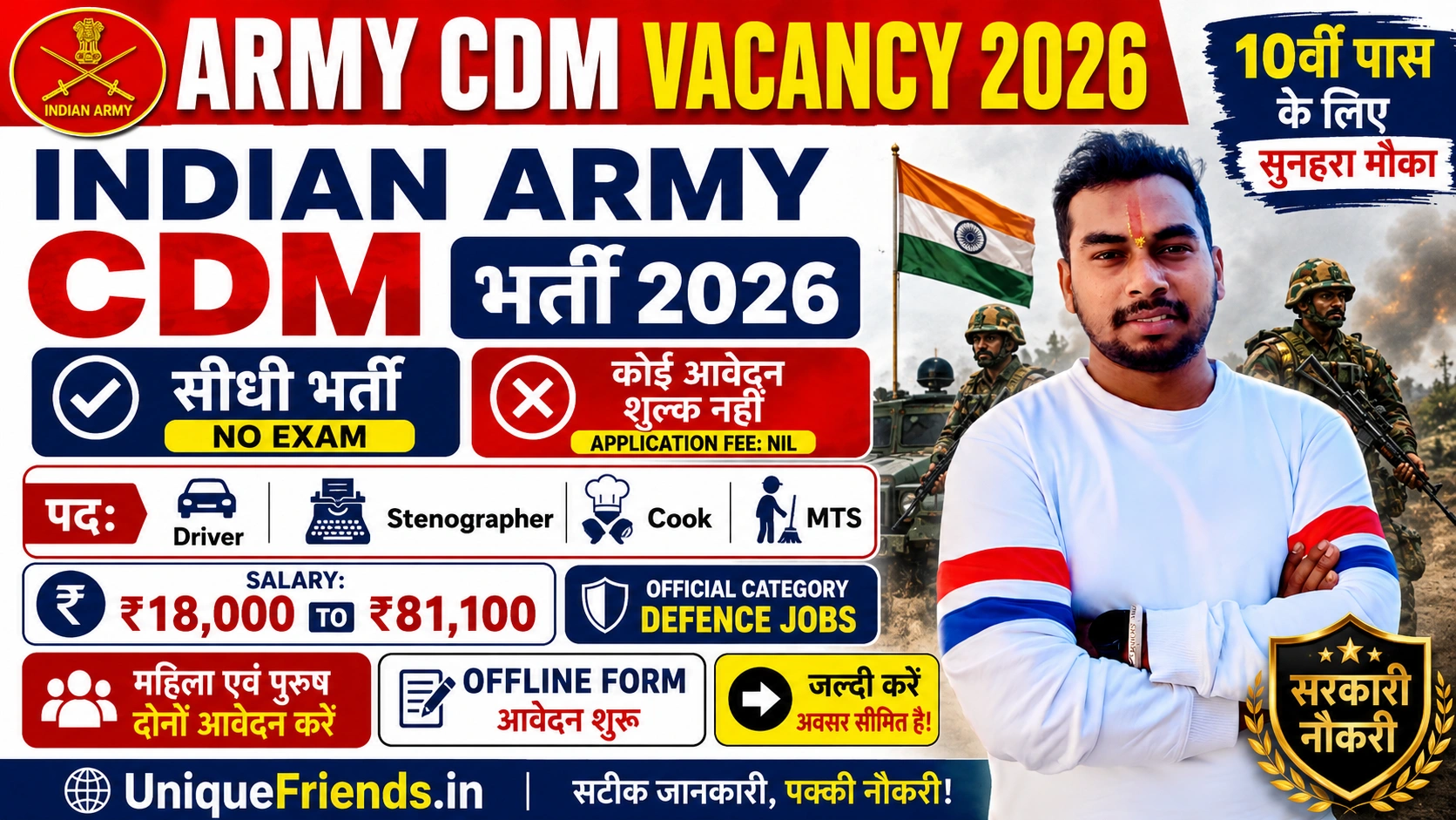 Indian Army CDM Recruitment 2026 Notification Out » Apply Offline for ...